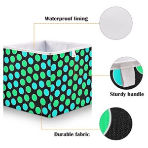 Green Blue Dots Storage Basket Storage Bin Rectangular Collapsible Toy Boxs Clothes Toys Bin Organizer for Office Outside Cars