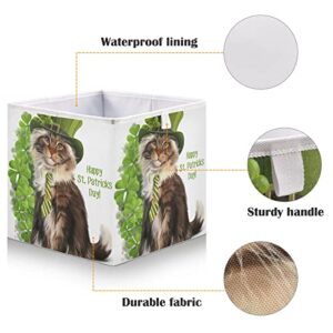 Cat Leprechaun Storage Basket Storage Bin Rectangular Collapsible Nursery Baskets Shelves Cloth Baskets Organizer for Kids Room Bedroom