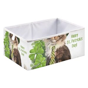 Cat Leprechaun Storage Basket Storage Bin Rectangular Collapsible Nursery Baskets Shelves Cloth Baskets Organizer for Kids Room Bedroom