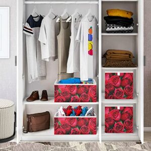 Roses Storage Basket Storage Bin Rectangular Collapsible Storage Box Cute Bin Organizer for Home Office