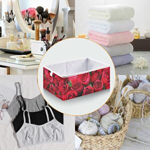 Roses Storage Basket Storage Bin Rectangular Collapsible Storage Box Cute Bin Organizer for Home Office