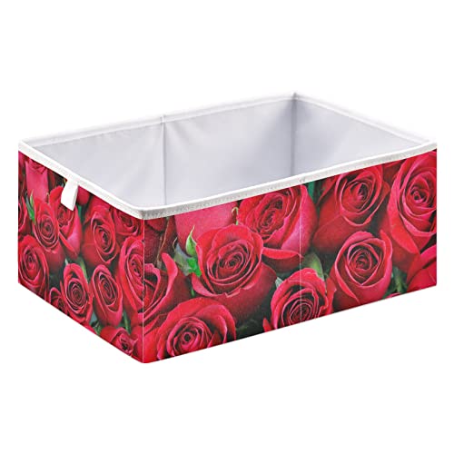 Roses Storage Basket Storage Bin Rectangular Collapsible Storage Box Cute Bin Organizer for Home Office