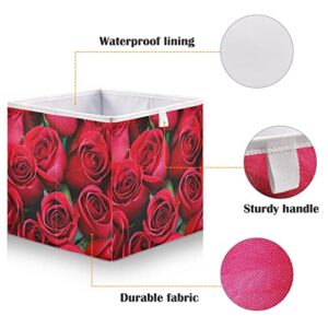 Roses Storage Basket Storage Bin Rectangular Collapsible Storage Box Cute Bin Organizer for Home Office