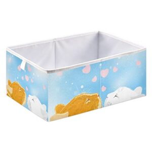 two beloved cats storage basket storage bin rectangular collapsible nursery hamper large toy box organizer for living room office