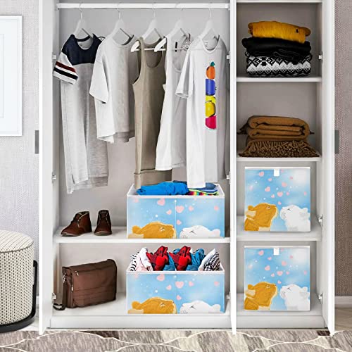 Two Beloved Cats Storage Basket Storage Bin Rectangular Collapsible Nursery Hamper Large Toy Box Organizer for Living Room Office