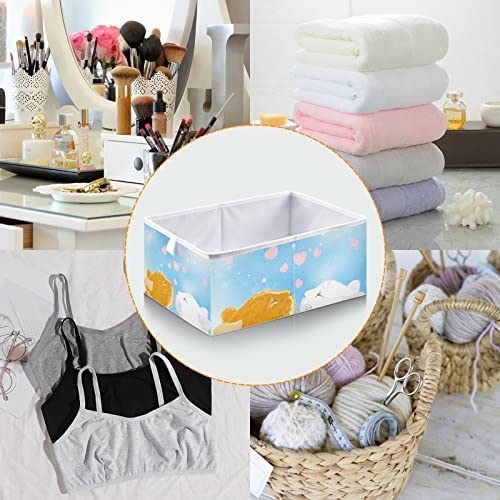 Two Beloved Cats Storage Basket Storage Bin Rectangular Collapsible Nursery Hamper Large Toy Box Organizer for Living Room Office