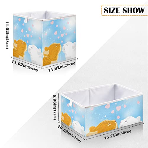 Two Beloved Cats Storage Basket Storage Bin Rectangular Collapsible Nursery Hamper Large Toy Box Organizer for Living Room Office