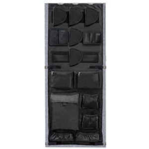 gun safe door organizer,gun safe door panel organizer with removable pistol holders mag pouch,adjustable width fit door panel from 18.5 to 23 inches,gun safe accessories storage (18w*46.5h inch)