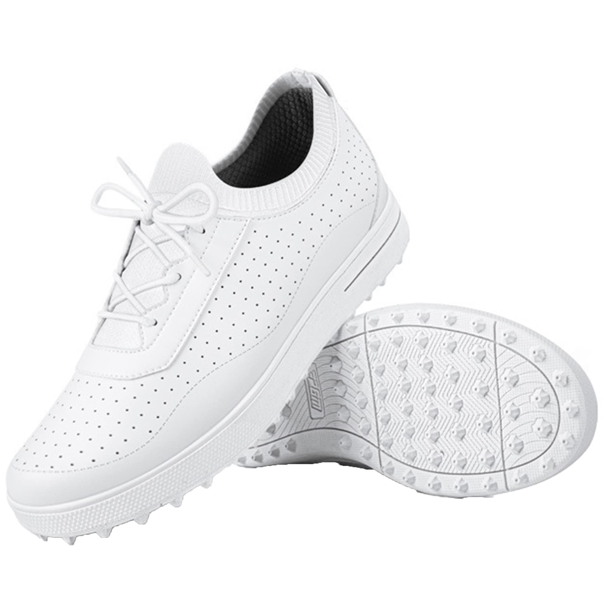 Women's Golf Shoes Waterproof Lightweight Golf Training Footwear Outdoor Spikeless Golf Shoes Breathable,White,8.5