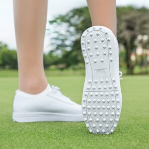 Women's Golf Shoes Waterproof Lightweight Golf Training Footwear Outdoor Spikeless Golf Shoes Breathable,White,8.5