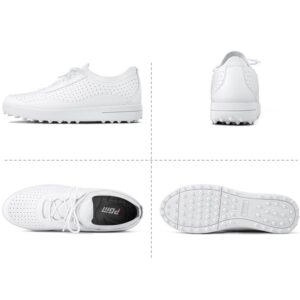 Women's Golf Shoes Waterproof Lightweight Golf Training Footwear Outdoor Spikeless Golf Shoes Breathable,White,8.5