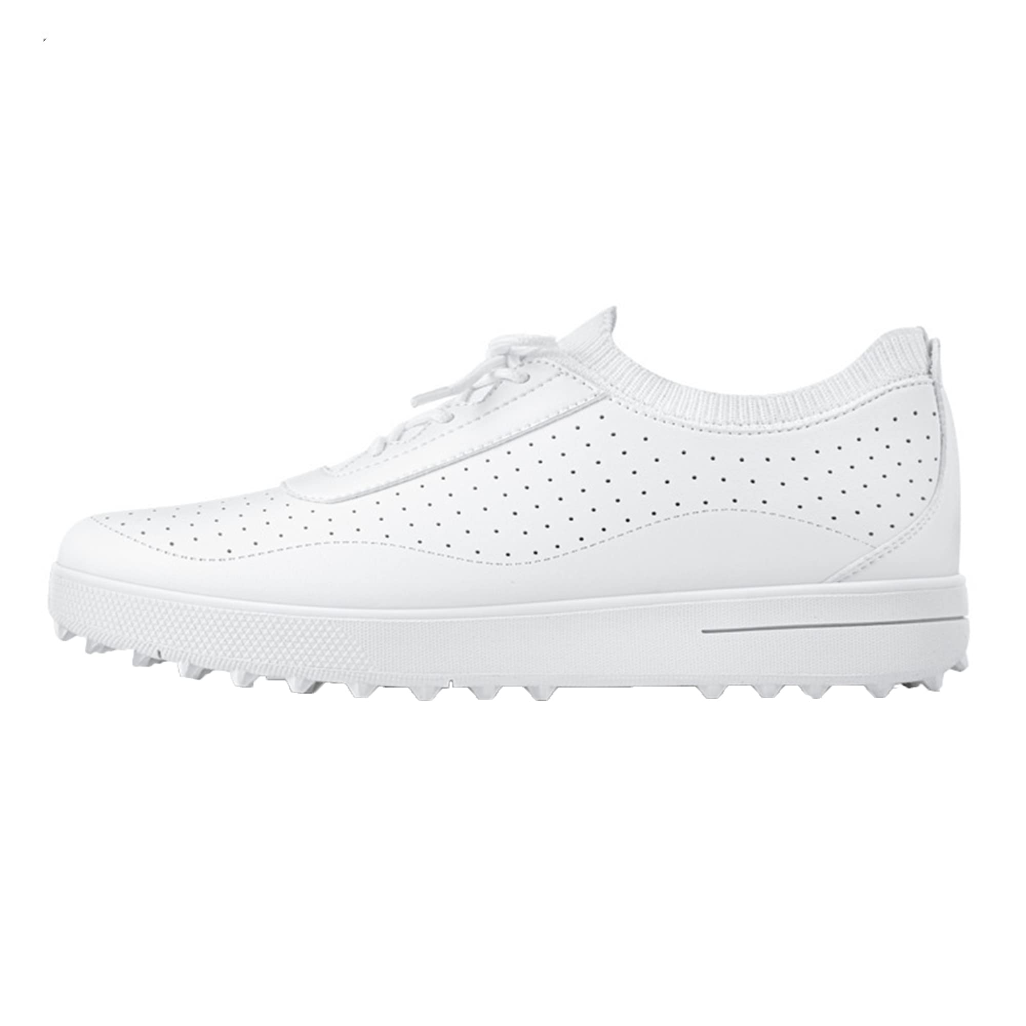 Women's Golf Shoes Waterproof Lightweight Golf Training Footwear Outdoor Spikeless Golf Shoes Breathable,White,8.5