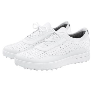 Women's Golf Shoes Waterproof Lightweight Golf Training Footwear Outdoor Spikeless Golf Shoes Breathable,White,8.5