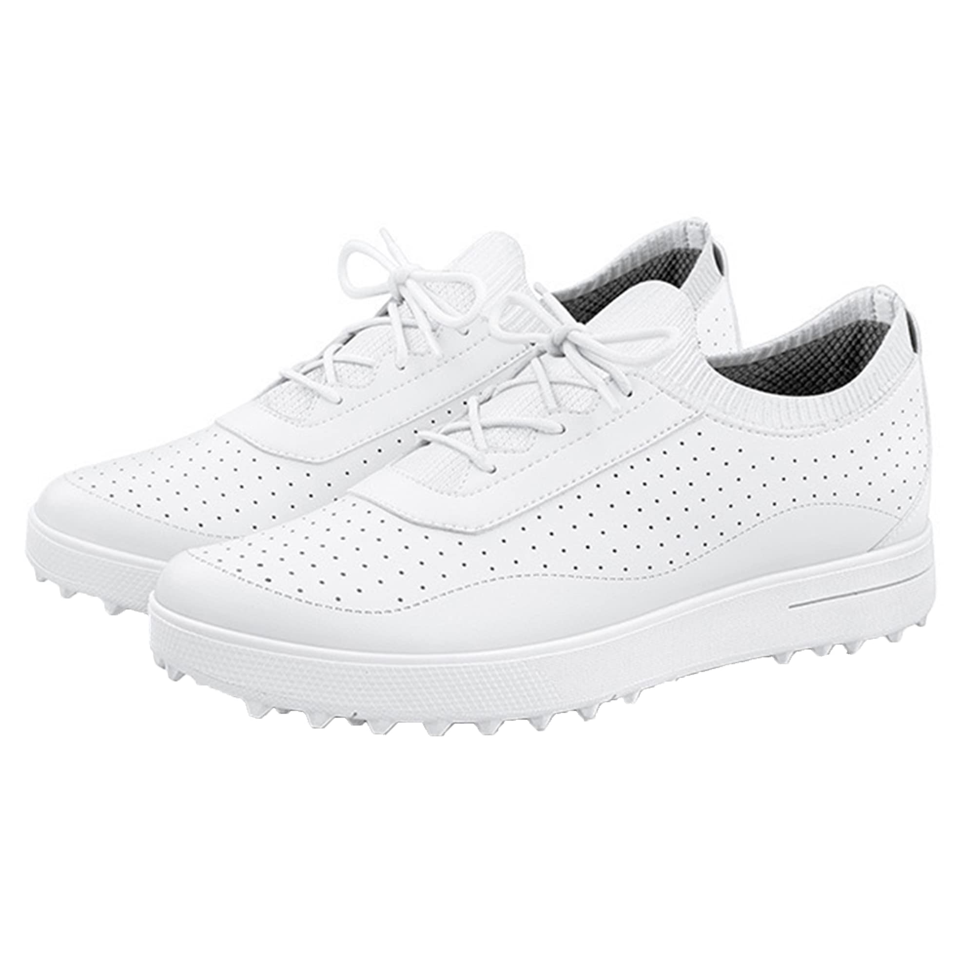 Women's Golf Shoes Waterproof Lightweight Golf Training Footwear Outdoor Spikeless Golf Shoes Breathable,White,8.5