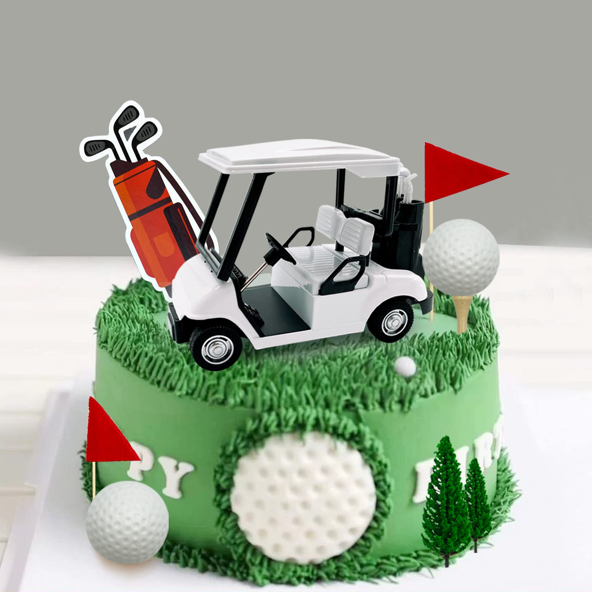 Golf Cake Decorations Golf Cart Cake Toppers Heading for The Green Cake Topper for Golfers with Cart Flag Golf Ball for Golf Theme Party Supplies