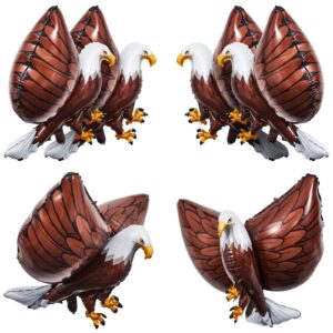 6 pcs 3d giant eagle foil balloons 32 x 26 inch, inflatable eagle balloons for kids animal big bird party decorations fourth of july baby shower birthday party supplies