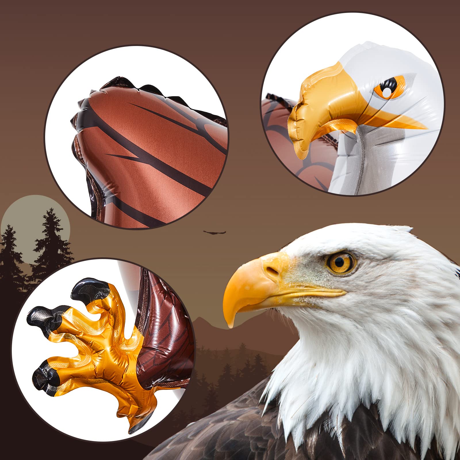 6 Pcs 3D Giant Eagle Foil Balloons 32 x 26 Inch, Inflatable Eagle Balloons for Kids Animal Big Bird Party Decorations Fourth of July Baby Shower Birthday Party Supplies