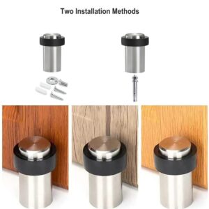 Door Stopper Cylindrical Floor Door Stop Stainless Steel Door Stoppers with Rubber Heavy Duty Tall Doorstop 3.1"