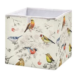 rectangular storage baskets ,birds colorful vintage fabric storage bin organizer,collapsible storage basket for toy, clothes,books.shelves basket