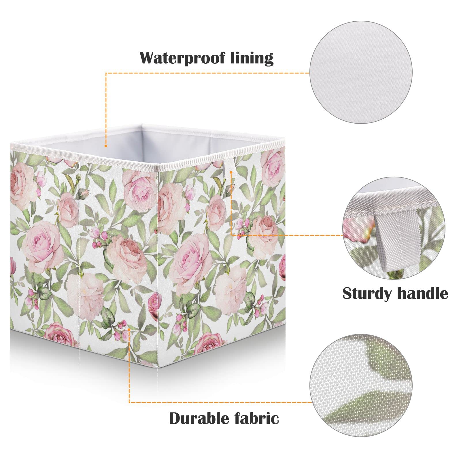 Rectangular Storage Baskets ,Flowers Fabric Storage Bin Organizer,Collapsible Storage Basket for Toy, Clothes,Books.Shelves Basket