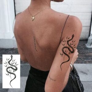 Ooopsiun 12 Large Sheets Snake Temporary Tattoos For Men Women, Cool Waterproof Body Fake Tattoo Sticker for Aldult 3D Cobra Mamba Viper Arm Tattoos