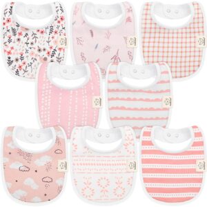 8-pack organic baby bibs for girls & boys - teething baby bib, baby boy bibs, baby girl bibs, newborn bibs, baby drool bibs for infant, toddler, bibs for baby boy, bibs for baby girl (sweet charm)