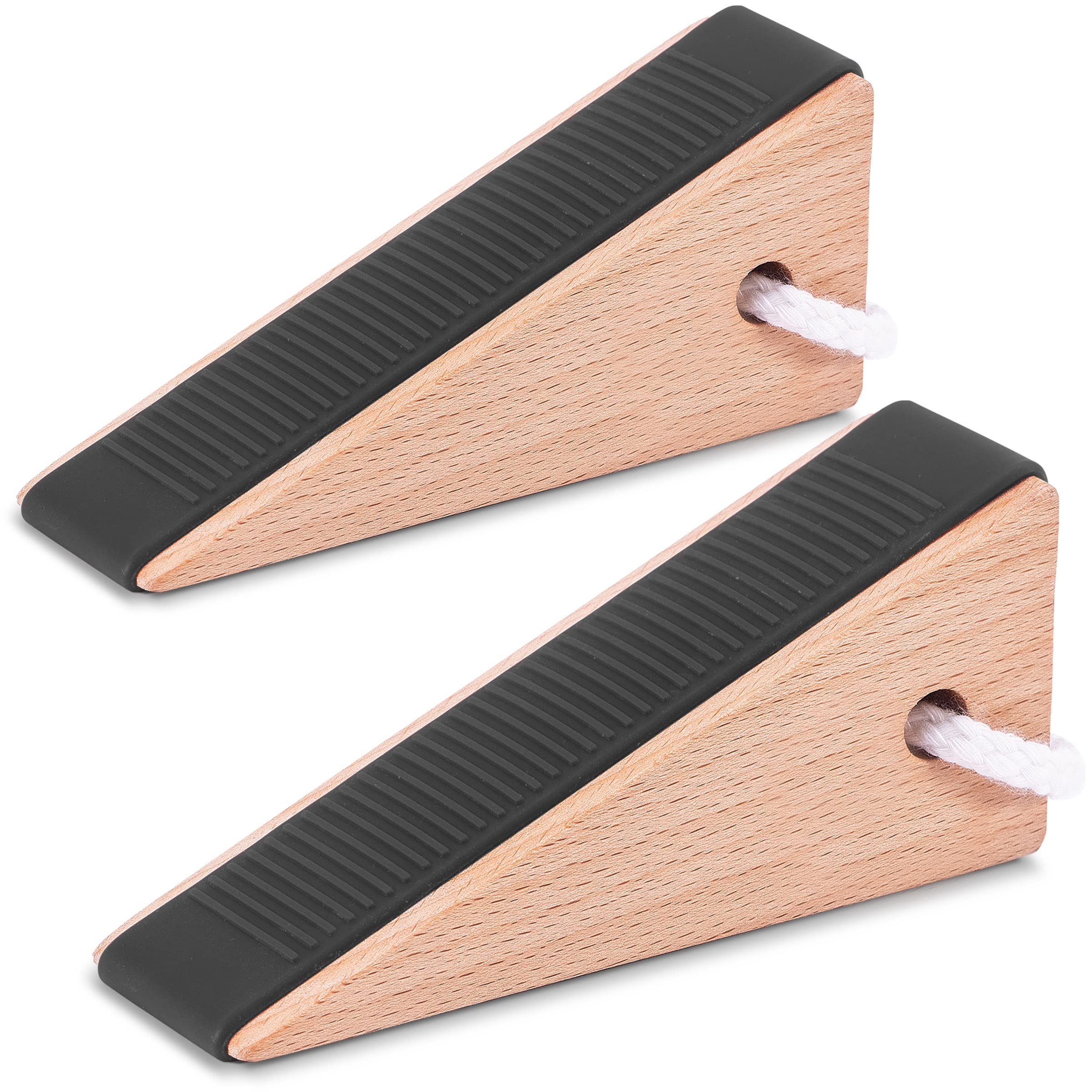 Door Wedge Stopper for Bottom of Door, Large Tall Wooden Door Wedge, Door Stop Wedge, Wood Door Stopper Wedge, Fitting for Door Gap Under 2 Inches, 2 Pack Black.