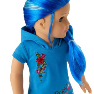 American Girl Truly Me 18-inch Doll #90 with Blue Eyes, Long Blue Hair, and Lt-to-Med Skin in Skater Dress, For Ages 6+