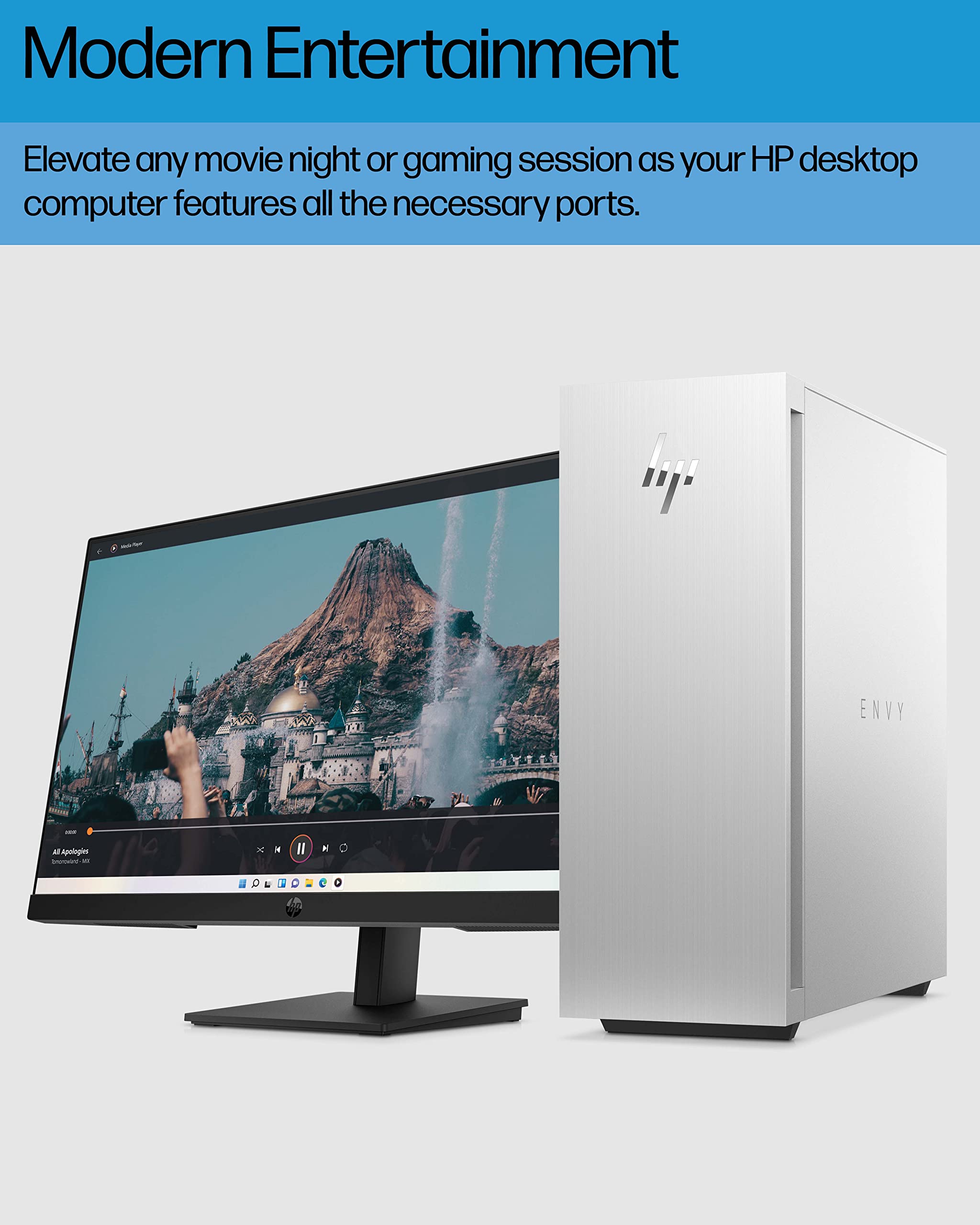 HP Envy Desktop PC, NVIDIA GeForce RTX 3060, 12th Gen Intel Core i5-12400, 16 GB SDRAM, 512 GB SSD, Windows 11 Home, Wi-Fi 6 & Bluetooth, 10 USB Ports, Pre-Built PC Tower (TE02-0020, 2022)