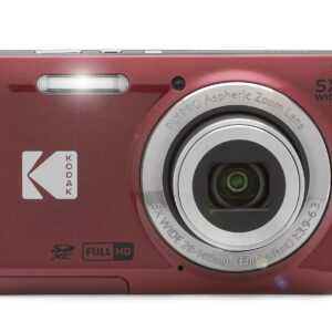 Kodak PIXPRO FZ55 Digital Camera (Red) + Black Point & Shoot Camera Case + Transcend 64GB SD Memory Card + Tri-fold Memory Card Wallet + Hi-Speed SD USB Card Reader + More!