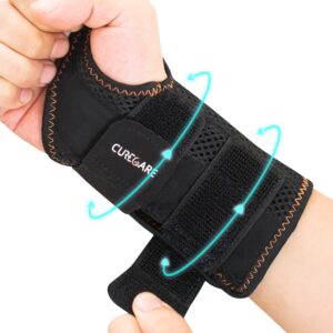 curecare carpal tunnel wrist brace, breathable wrist splint for men & women, wrist brace night support with 2 adjustable straps, hand brace for tendonitis, arthritis, sprains(right hand, s/m)