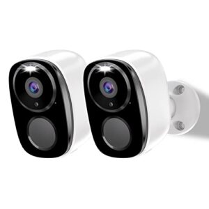 2pack security cameras outdoor wireless,2k battery powered camera for home security, cloud/sd(up to 256g), no monthly fee, ai motion detection, color night vision,2-way audio, compatible with alexa