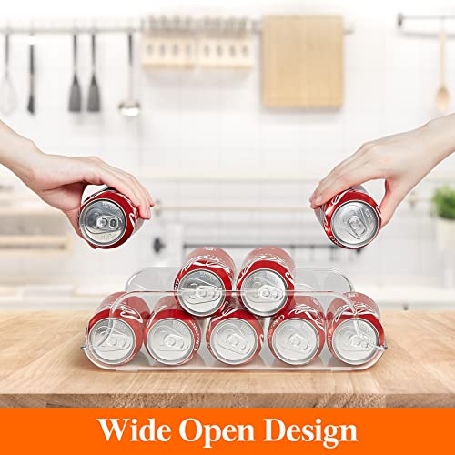 Lifewit 2pcs Soda Can Organizer for Refrigerator Kitchen Pantry Fridge Freezer Countertop Cabinet in Home, Office, Clear Plastic Beverage Drink Holder Rack, Each for 9 Pop Cans 355ml