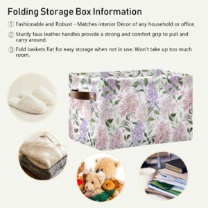 xigua Beautiful Lilacs Pattern Foldable Storage Bin, Collapsible Sturdy Fabric Storage Basket Cube W/Handles, Storage Box for Organizing Toys Nursery Shelf Closet Bedroom Office 1PCS