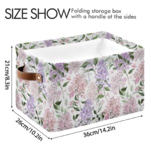 xigua Beautiful Lilacs Pattern Foldable Storage Bin, Collapsible Sturdy Fabric Storage Basket Cube W/Handles, Storage Box for Organizing Toys Nursery Shelf Closet Bedroom Office 1PCS