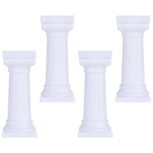 hemoton roman column cake tiered stands: 4pcs plastic cake pillars mold fondant holder multi- layered cake roman column support stand for wedding birthday party decoration 17cm