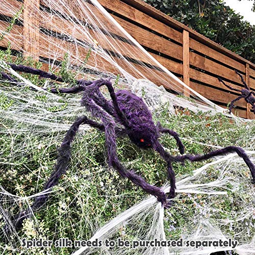 UNGLINGA 2 Pack Giant Spiders Halloween Decorations Outdoor Indoor 6.5Ft Extra Large Poseable Fuzzy Black Spider Scray Party Favor Haunt House Home Garden Web Decor