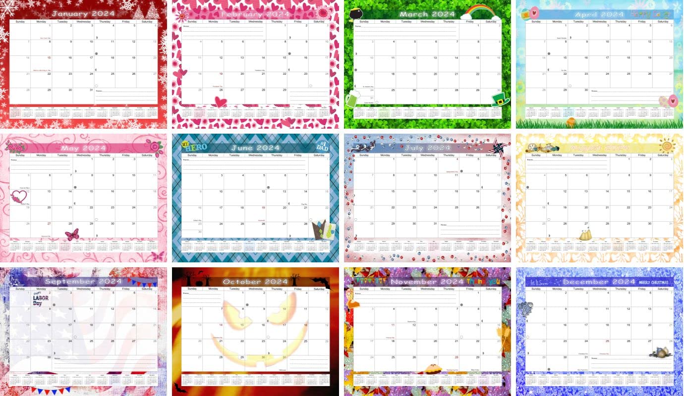 2023-2024 Calendar 16 Months Student Calendar/Planner for 3-Ring Binder, Desk, or Wall -v029