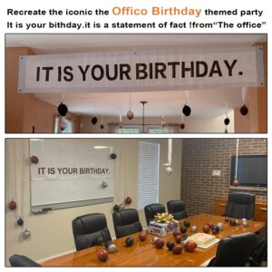 It is Your Birthday Banner, The Office Theme Infamous Husband Birthday Party Decorations,Grey Brown Black Latex Balloons ，White Crepe Streamer Rolls + Tape ，The Office Birthday Decorations 49Pcs Kit