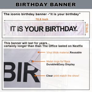 It is Your Birthday Banner, The Office Theme Infamous Husband Birthday Party Decorations,Grey Brown Black Latex Balloons ，White Crepe Streamer Rolls + Tape ，The Office Birthday Decorations 49Pcs Kit