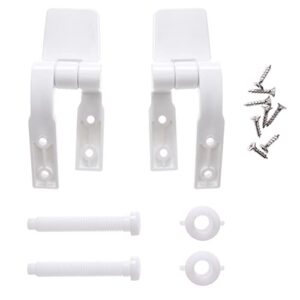 canomo universal white plastic toilet seat hinges replacement with bolts screw and nuts for toilet seats lids, 1 pair