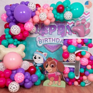 all-in-1 skye paw patrol balloon garland arch kit with bonus bone & paw print balloons – pink paw patrol balloons girl for paw patrol birthday decorations girl – skye paw patrol party supplies