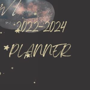 2022-2024 Schedule Planner From July 2022 To June 2024|Calendar Planner With Date, Notes|Black Gold Water Coloring Cover: Planner, Calendar And To Do List