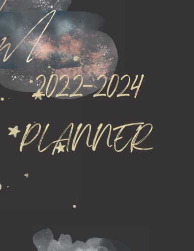 2022-2024 Schedule Planner From July 2022 To June 2024|Calendar Planner With Date, Notes|Black Gold Water Coloring Cover: Planner, Calendar And To Do List