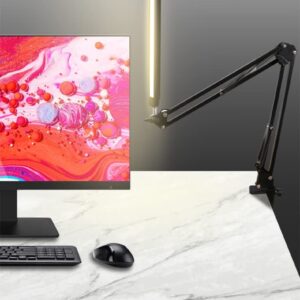 Habisder 12W Eye-Caring Metal Swing Arm Desk Lamp with Clamp, 3 Modes, 20 Brightness Dimmable Clamp Desk Light with Memory Function, for Home Office Study,Studios Reading LED Desk Lamps