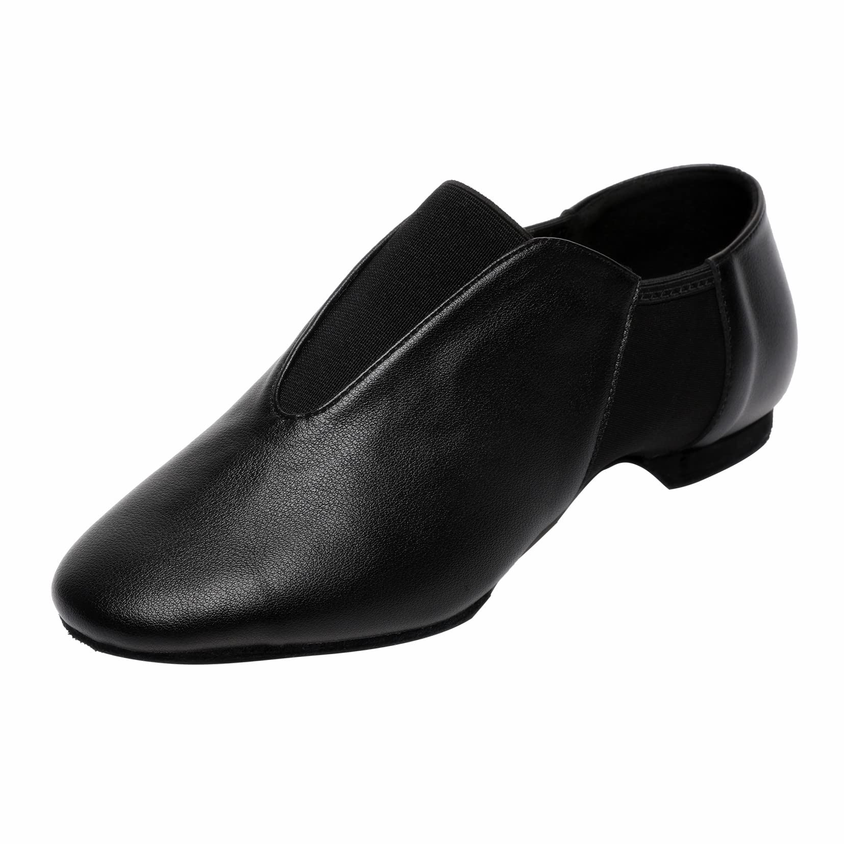 Bokimd Elastic Leather Jazz Shoes for Women and Men's Dance Shoes (7.5W / 6.5M) Black