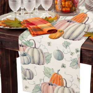 Sambosk Fall Gray Pumpkin Table Runner, Autumn Thanksgiving Table Runners for Kitchen Dining Coffee or Indoor and Outdoor Home Parties Decor 13 x 72 Inches SK075