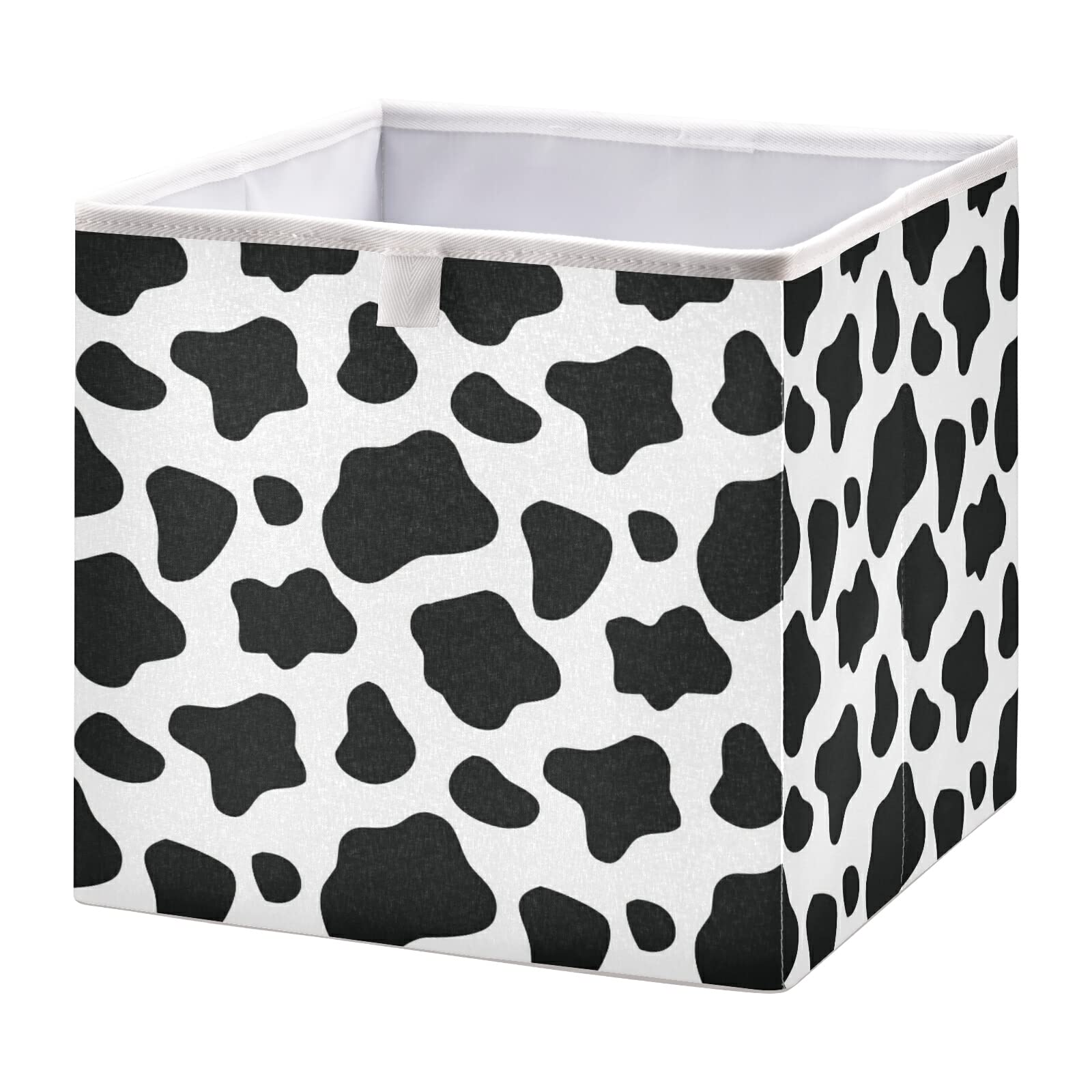 DOMIKING Black White Cow Storage Baskets for Shelves Foldable Collapsible Storage Box Bins with Fabric Bins Cube Toys Organizers for Pantry Clothes Storage Toys, Books, Home, Office,11 x 11inch