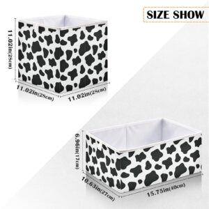 DOMIKING Black White Cow Storage Baskets for Shelves Foldable Collapsible Storage Box Bins with Fabric Bins Cube Toys Organizers for Pantry Clothes Storage Toys, Books, Home, Office,11 x 11inch