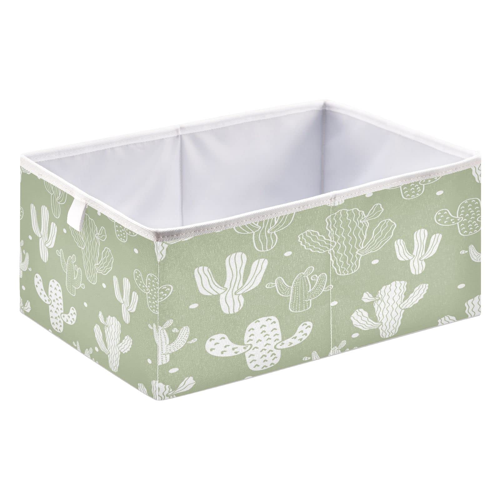 Kigai Cube Storage Bin Green Cactus Print Foldable Storage Basket Toy Storage Box for Home Organizing Shelf Closet Bins, 11 x 11 x 11-Inch